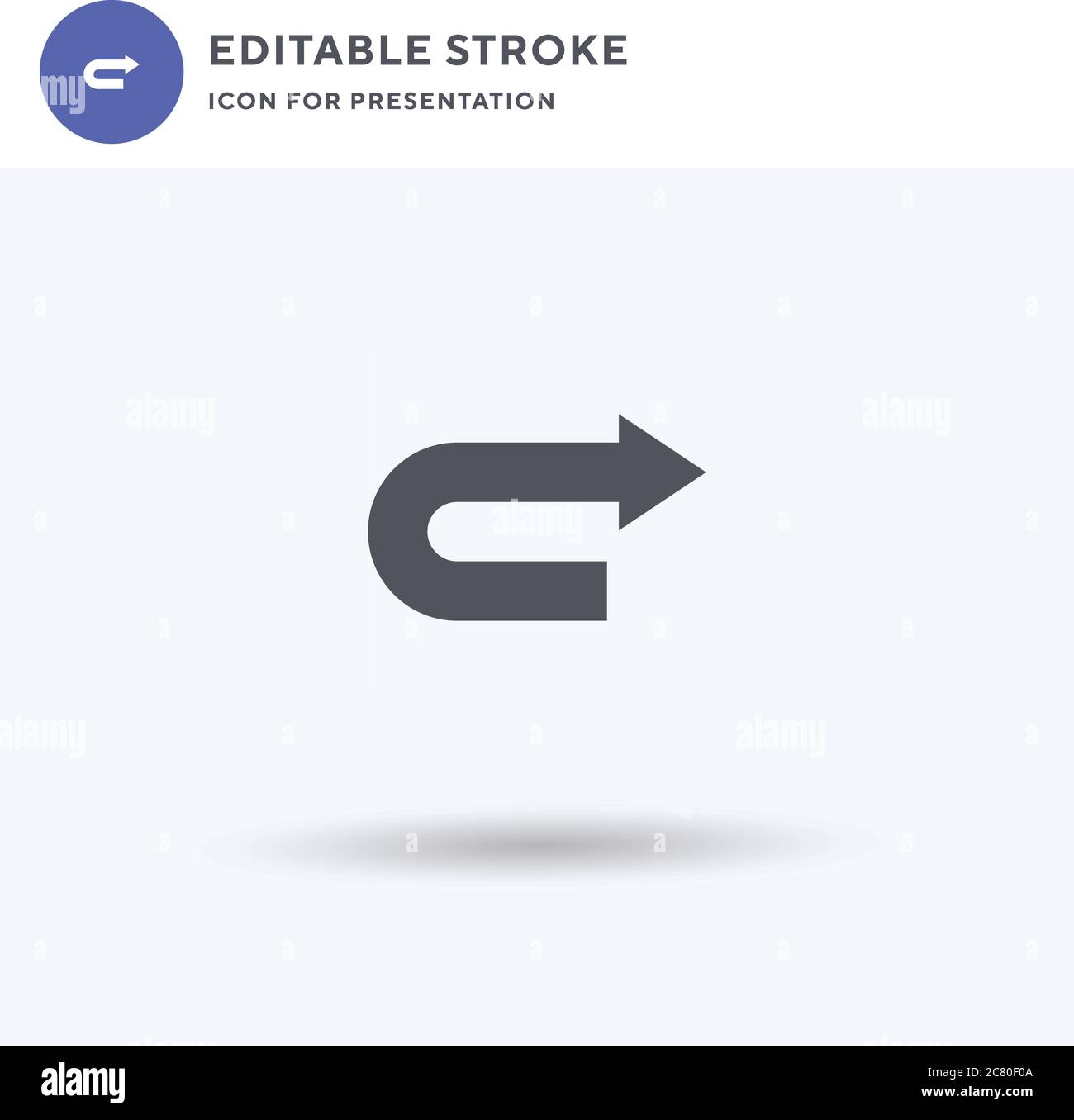 U Turn icon vector, filled flat sign, solid pictogram isolated on white ...