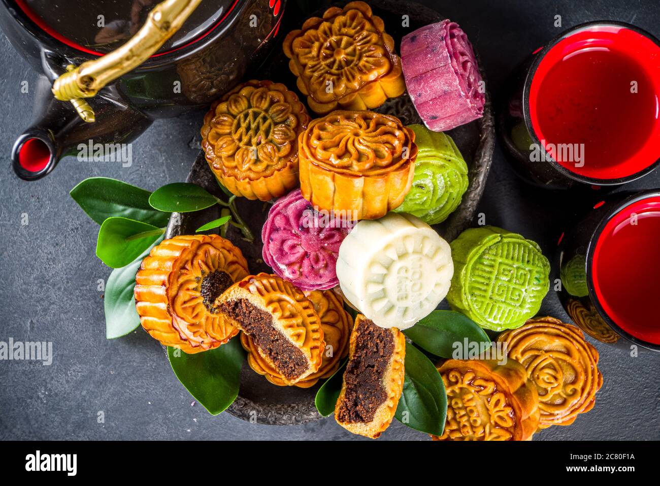 Traditional Chinese sweet dessert. Homemade Chinese snow skin and baked ...