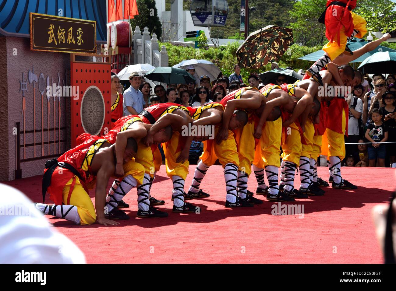 Shaolin Monks Performing Martial Arts at Ngong Ping Village on Lantau ...