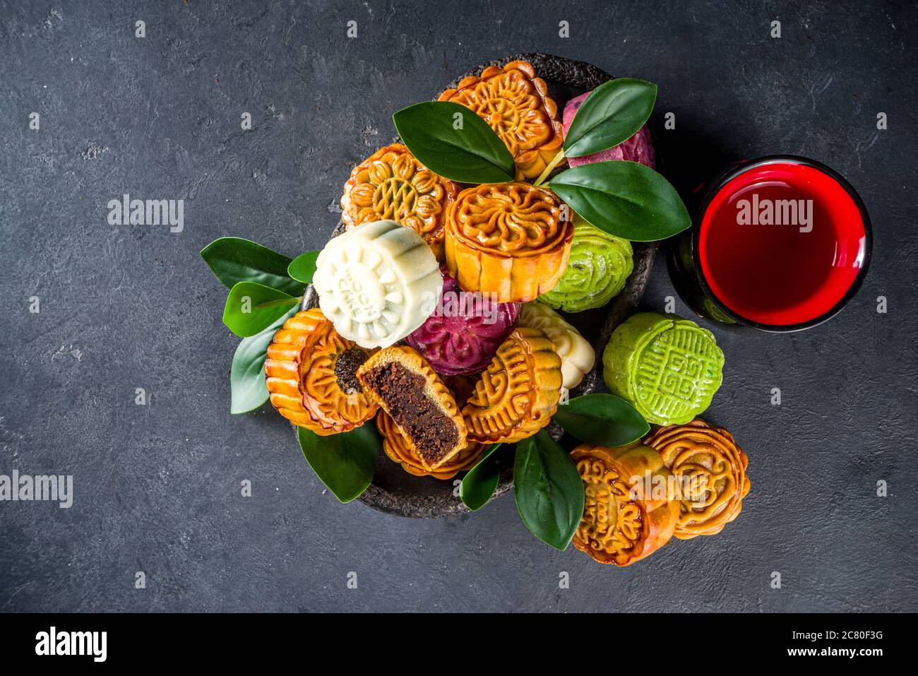 Traditional Chinese sweet dessert. Homemade Chinese snow skin and baked ...