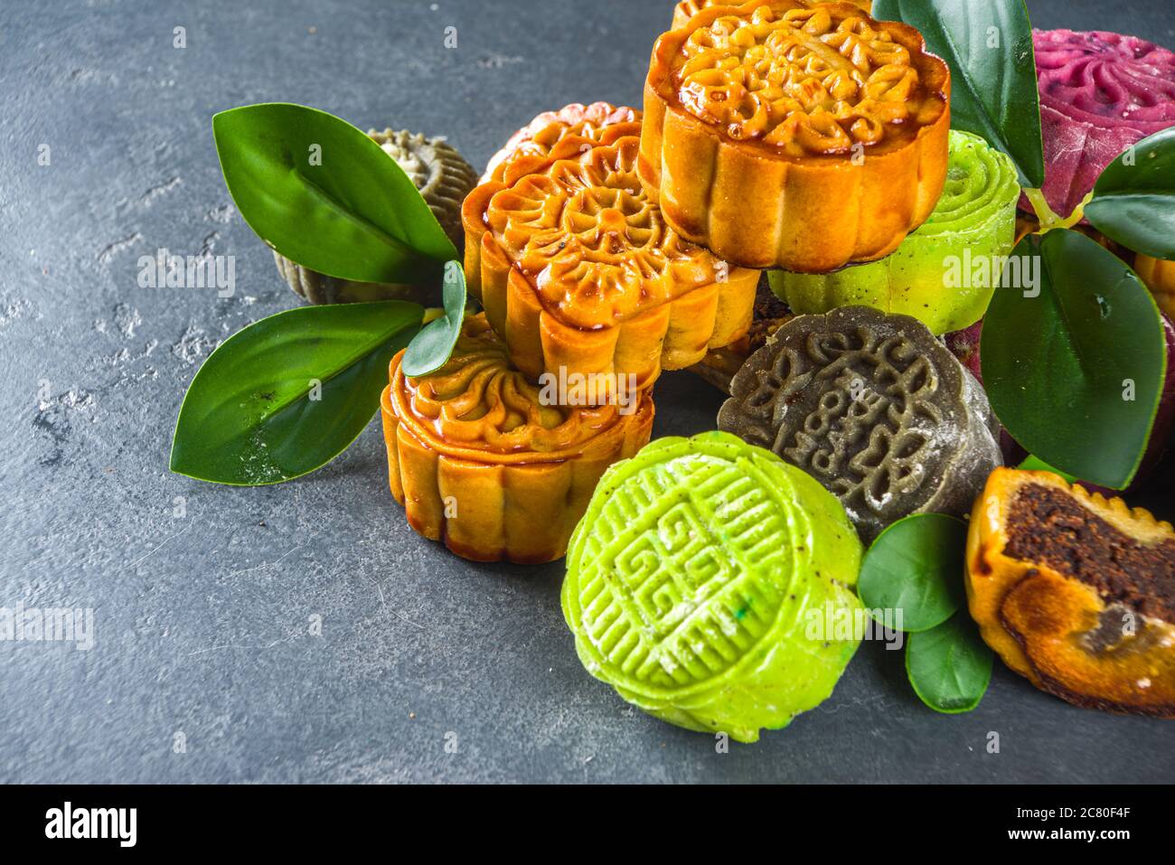 Traditional Chinese sweet dessert. Homemade Chinese snow skin and baked ...