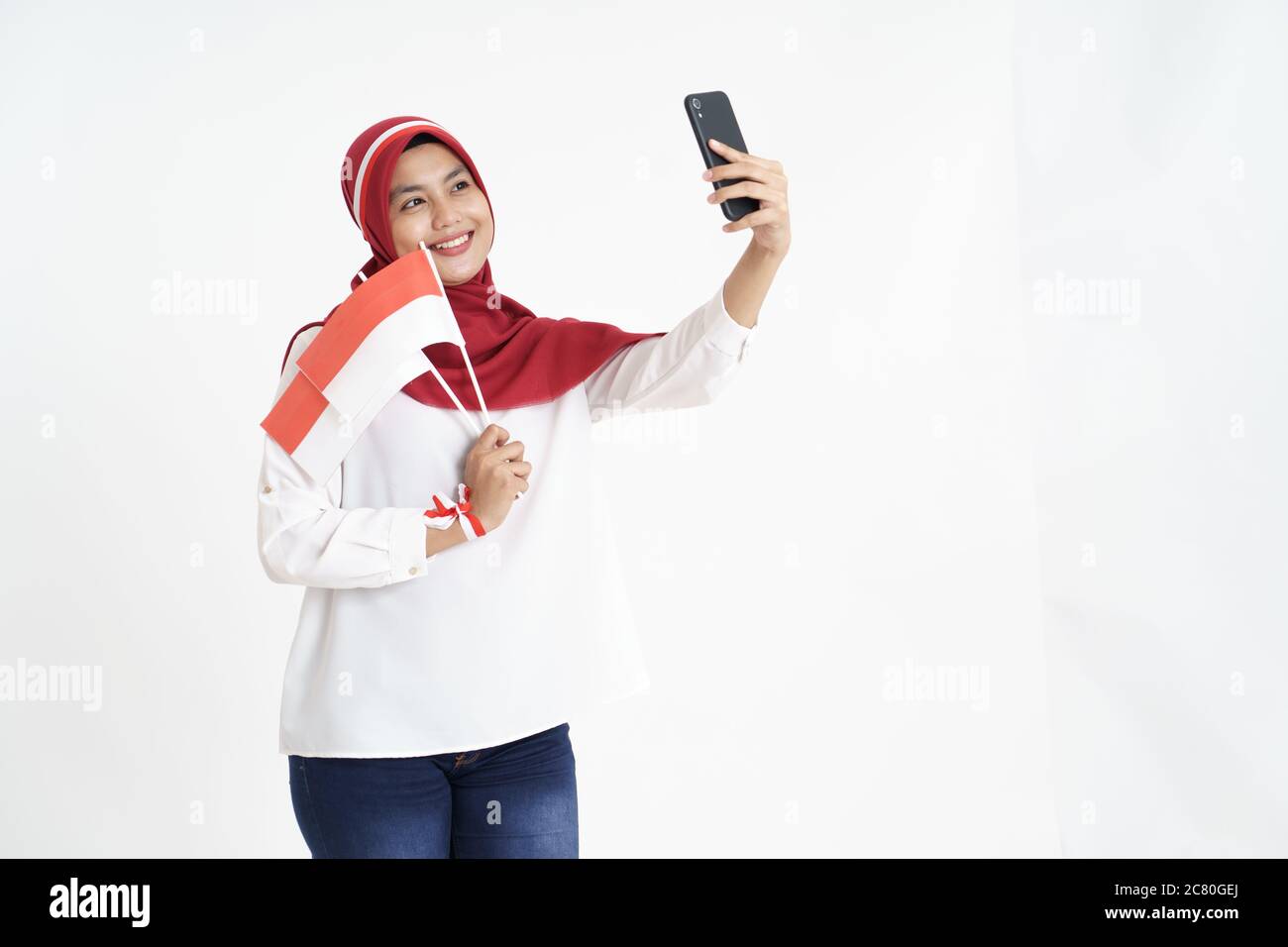 beautiful asian woman video calling using smartphone during ...