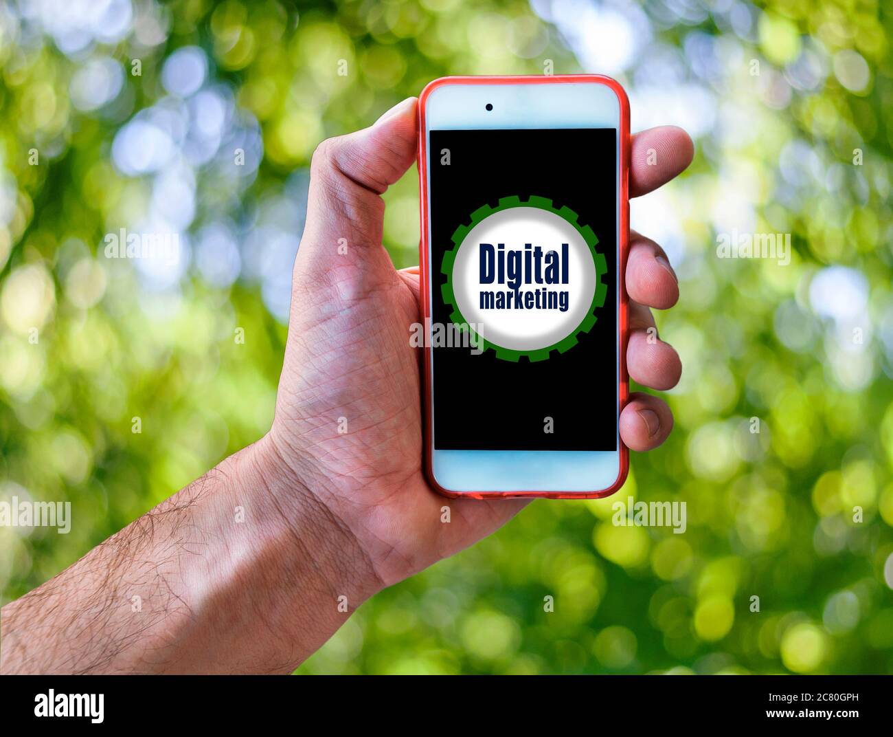 Digital Marketing, Marketing Concept Hand holding mobile Stock Photo ...