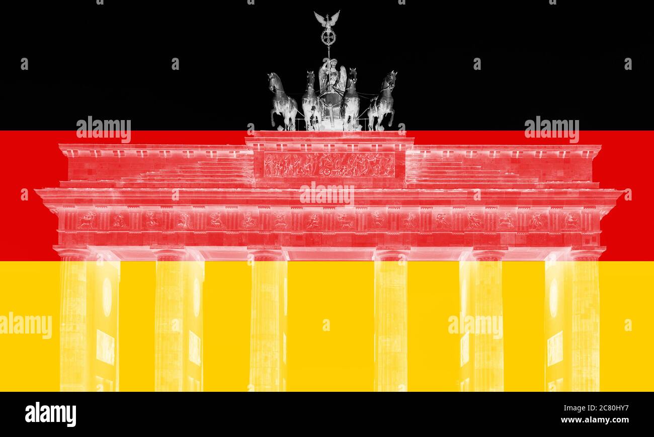 flag of Germany illustration with Berlin landmark Brandenburg Gate ...