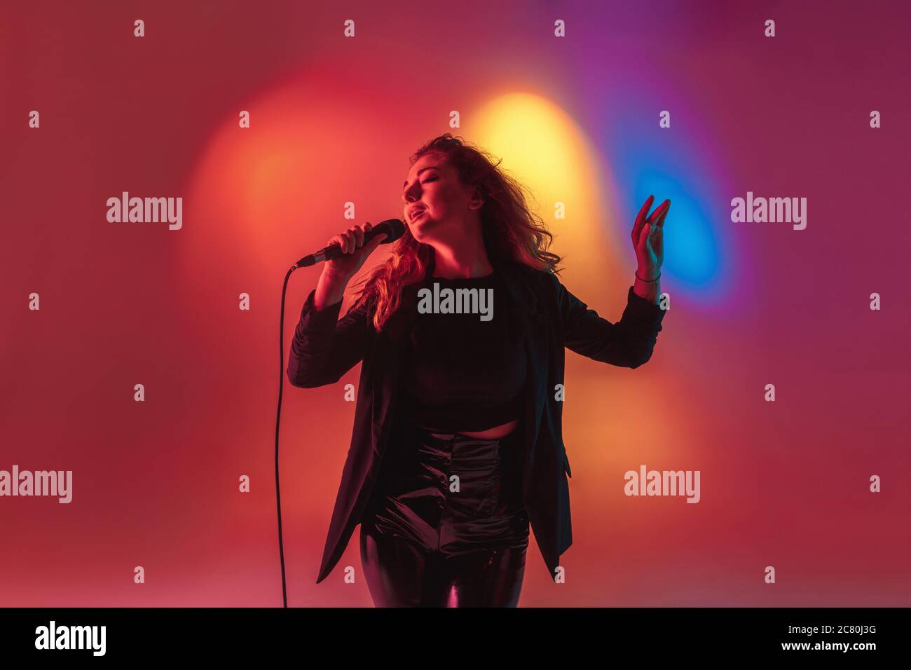 Elegance. Young caucasian inspired and expressive musician, female ...