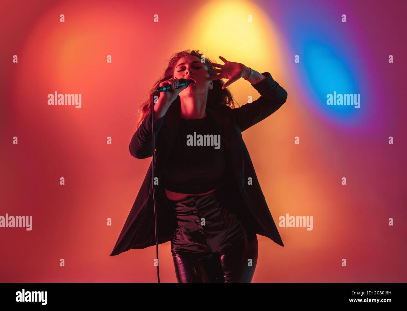 Elegance. Young caucasian inspired and expressive musician, female ...