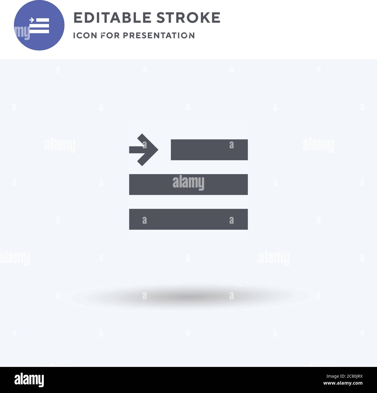 Right Indent icon vector, filled flat sign, solid pictogram isolated on white, logo illustration ...