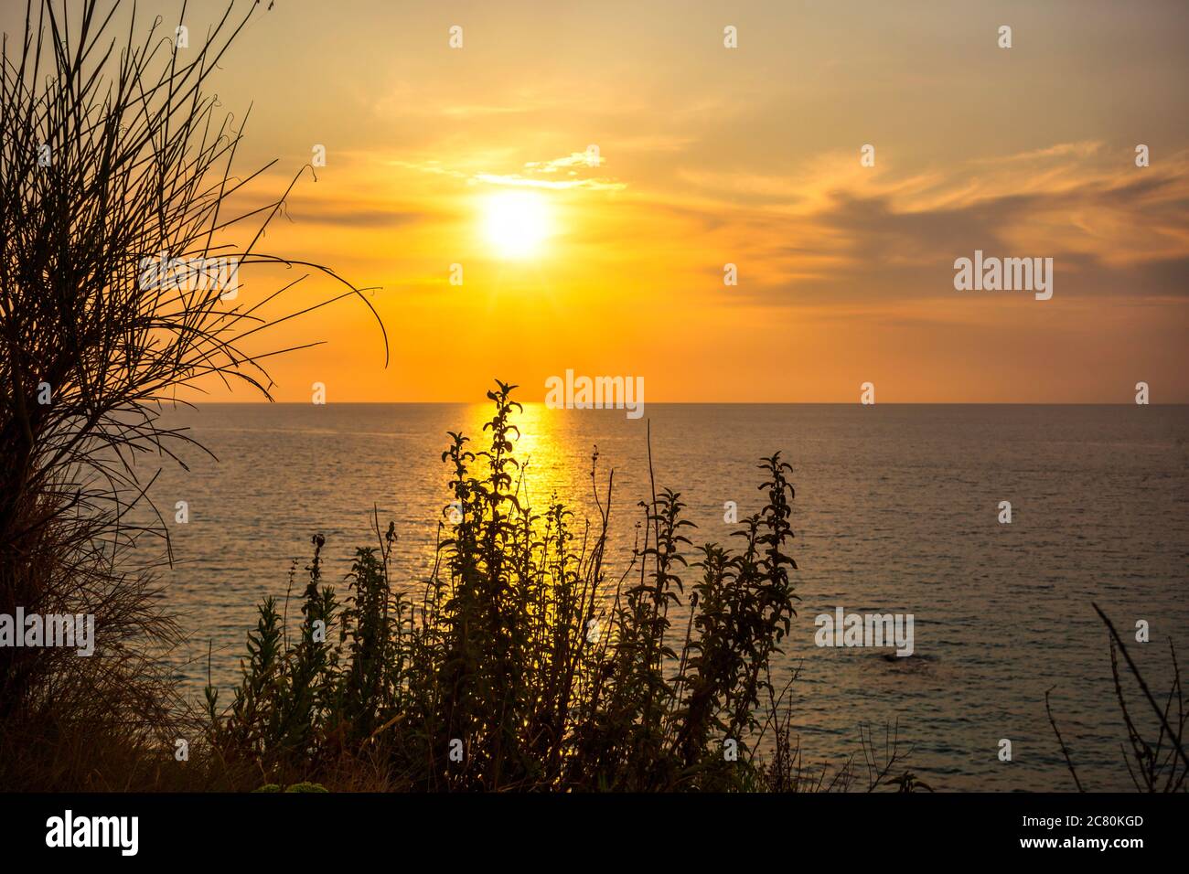 Beautiful colors of the sky at sunset over the sea, west coast of ...