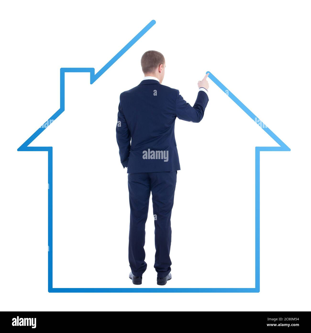 architecture or real estate concept - back view of young business man ...