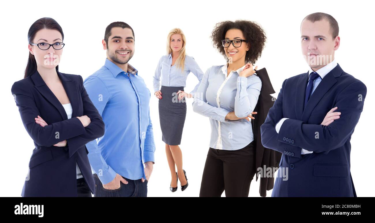 multicultural team - young business people isolated on white background ...