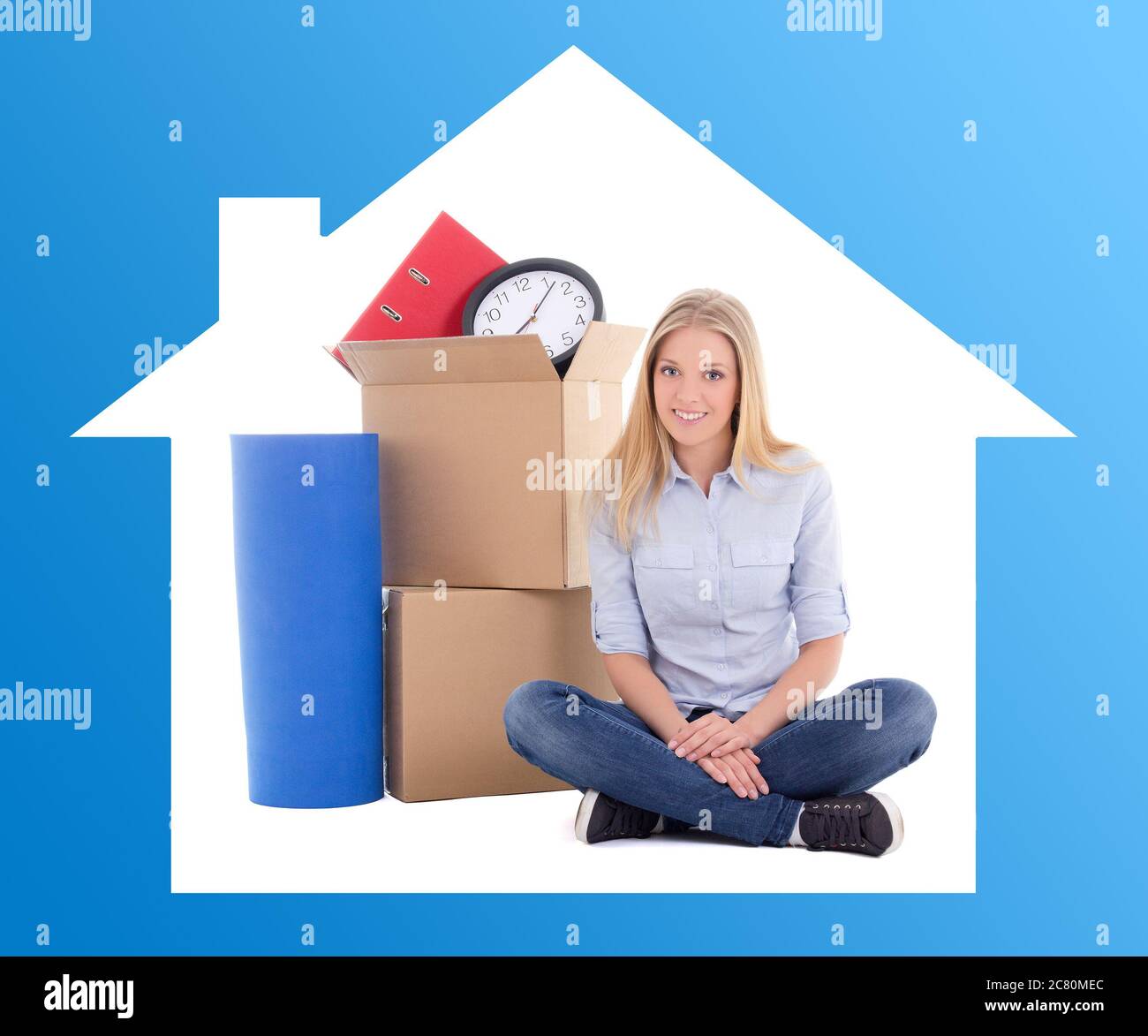young happy beautiful woman ready for moving day Stock Photo - Alamy