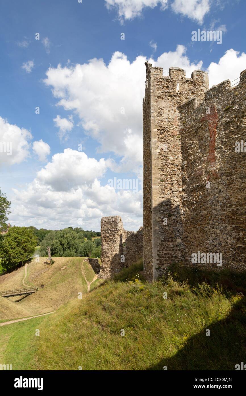 Framlingham Castle Suffolk - outside wall and moat of the 12th century ...