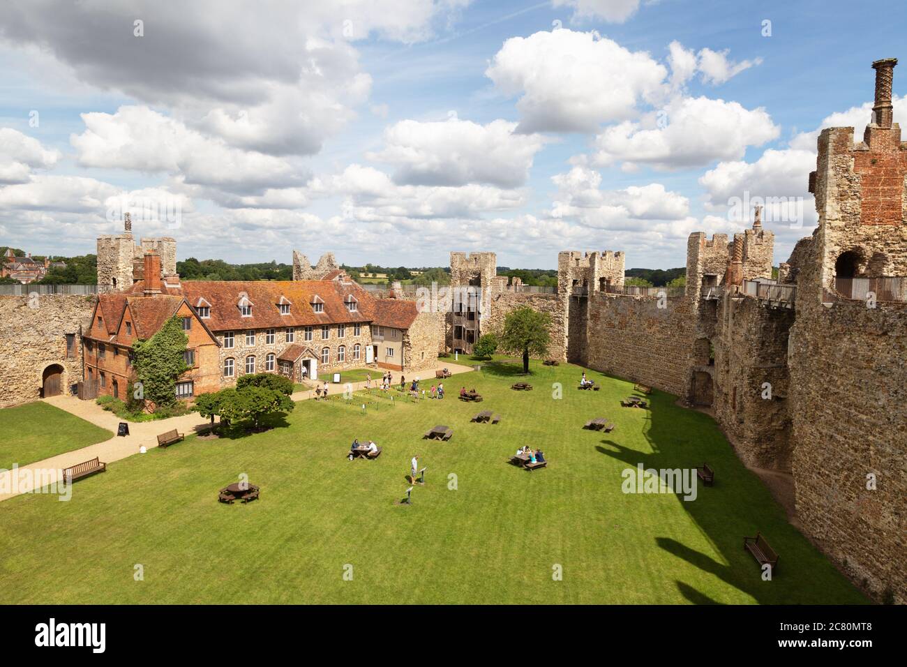 Framlingham Castle, Suffolk UK, view inside the walls of the mural ...