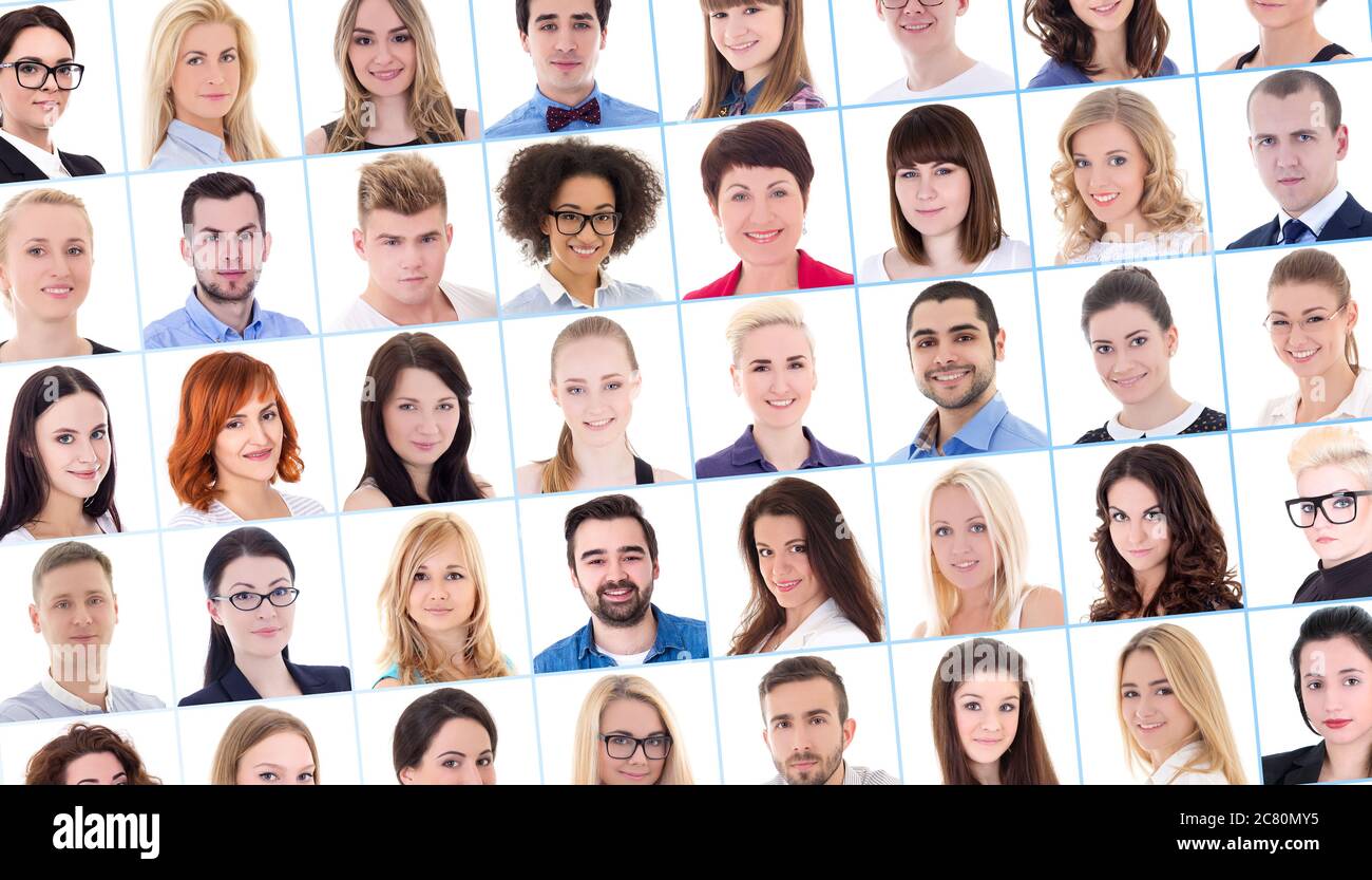 collage with many business people portraits over white background Stock ...