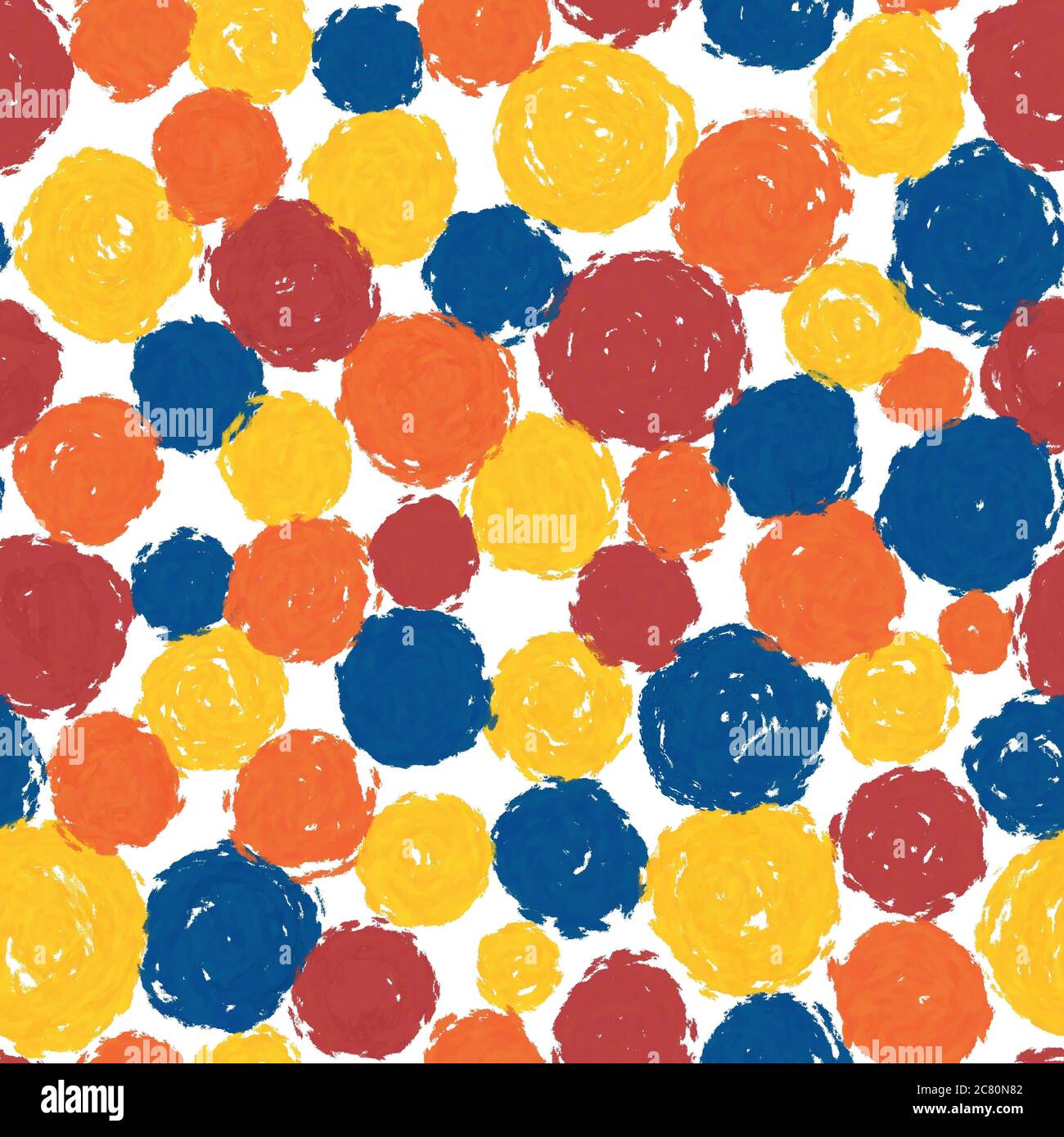 Dots seamless pattern. Hand drawn connecting blue red yellow orange ...