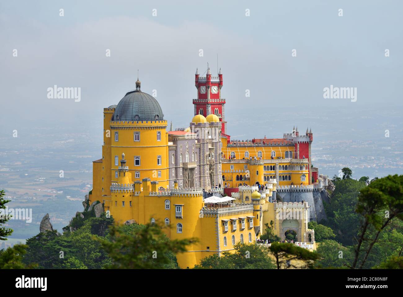 Panoramic view of Pena National Palace in Sintra in a beautiful summer ...