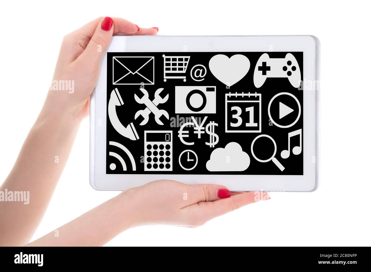 entertainment concept - tablet pc with multimedia applications in ...