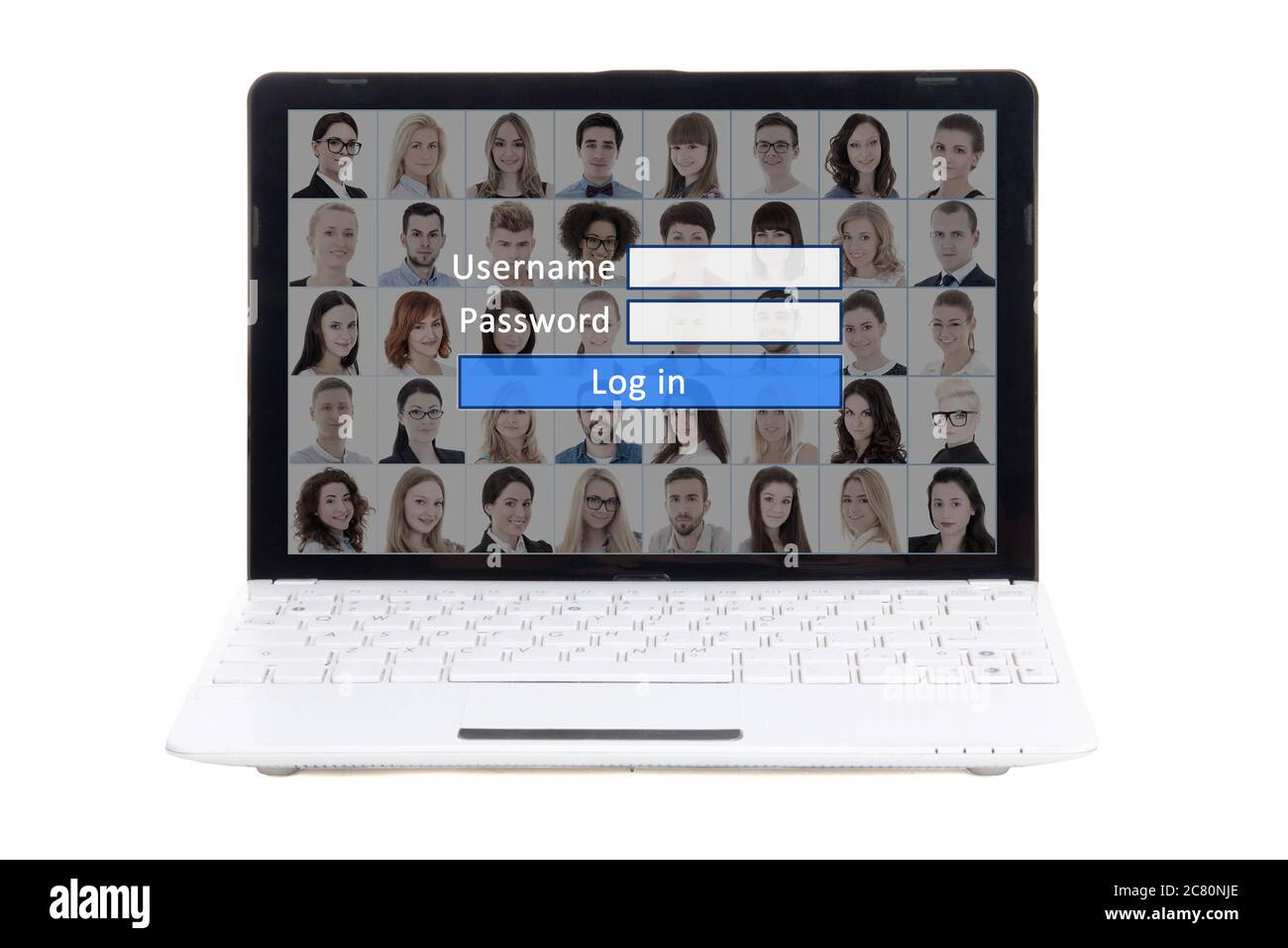social media concept - laptop with login and password panel on screen ...