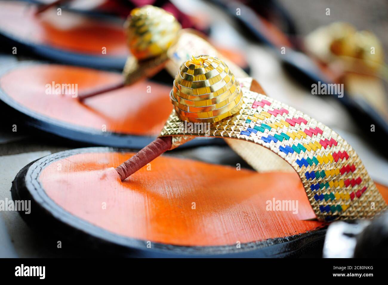 Slippers on display at a shop. Kumasi, Ghana, West Africa Stock Photo ...