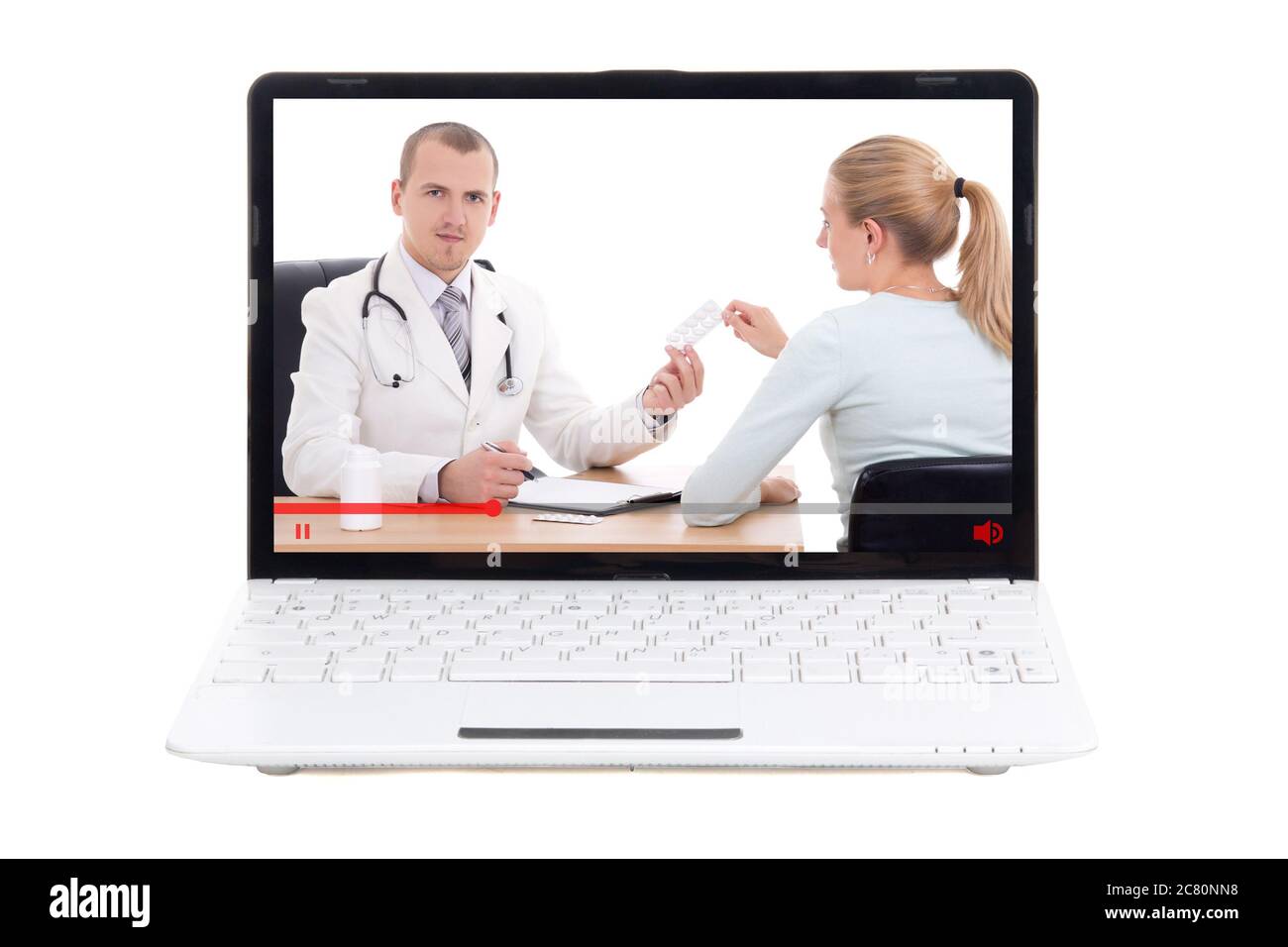 Man on monitor screen doctor Cut Out Stock Images & Pictures - Alamy