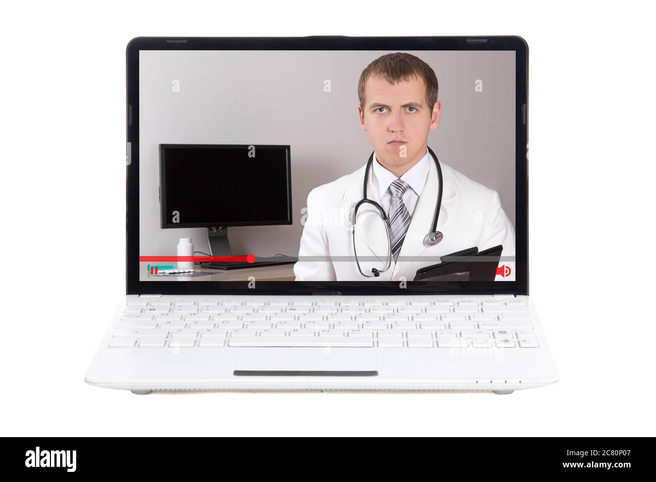Man on monitor screen doctor Cut Out Stock Images & Pictures - Alamy