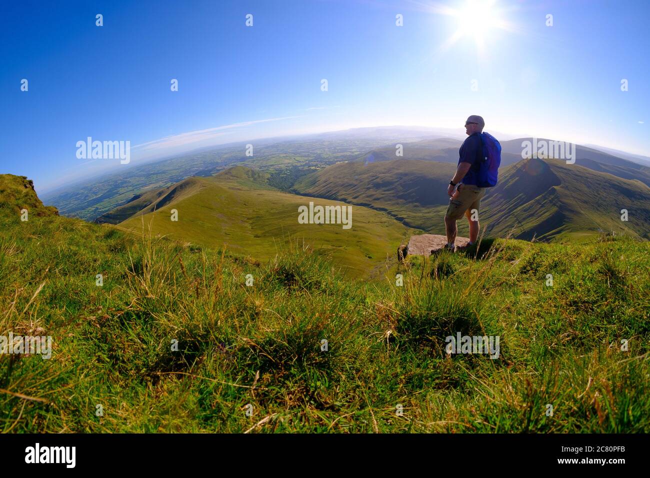 Brecon, Wales. 20th July 2020. Looking east towards Cribyn from the ...