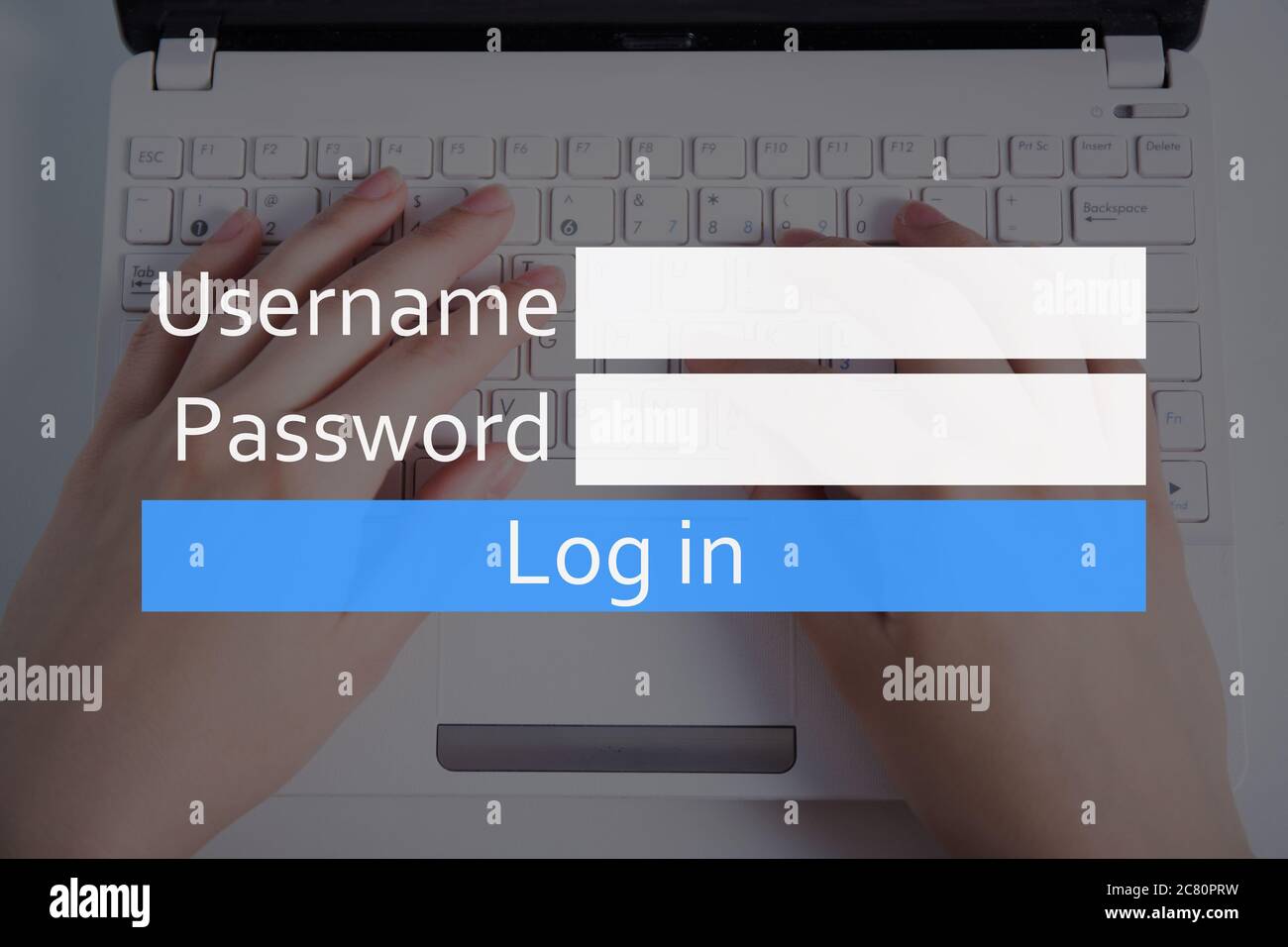internet and account registration concept - login box and hands on ...