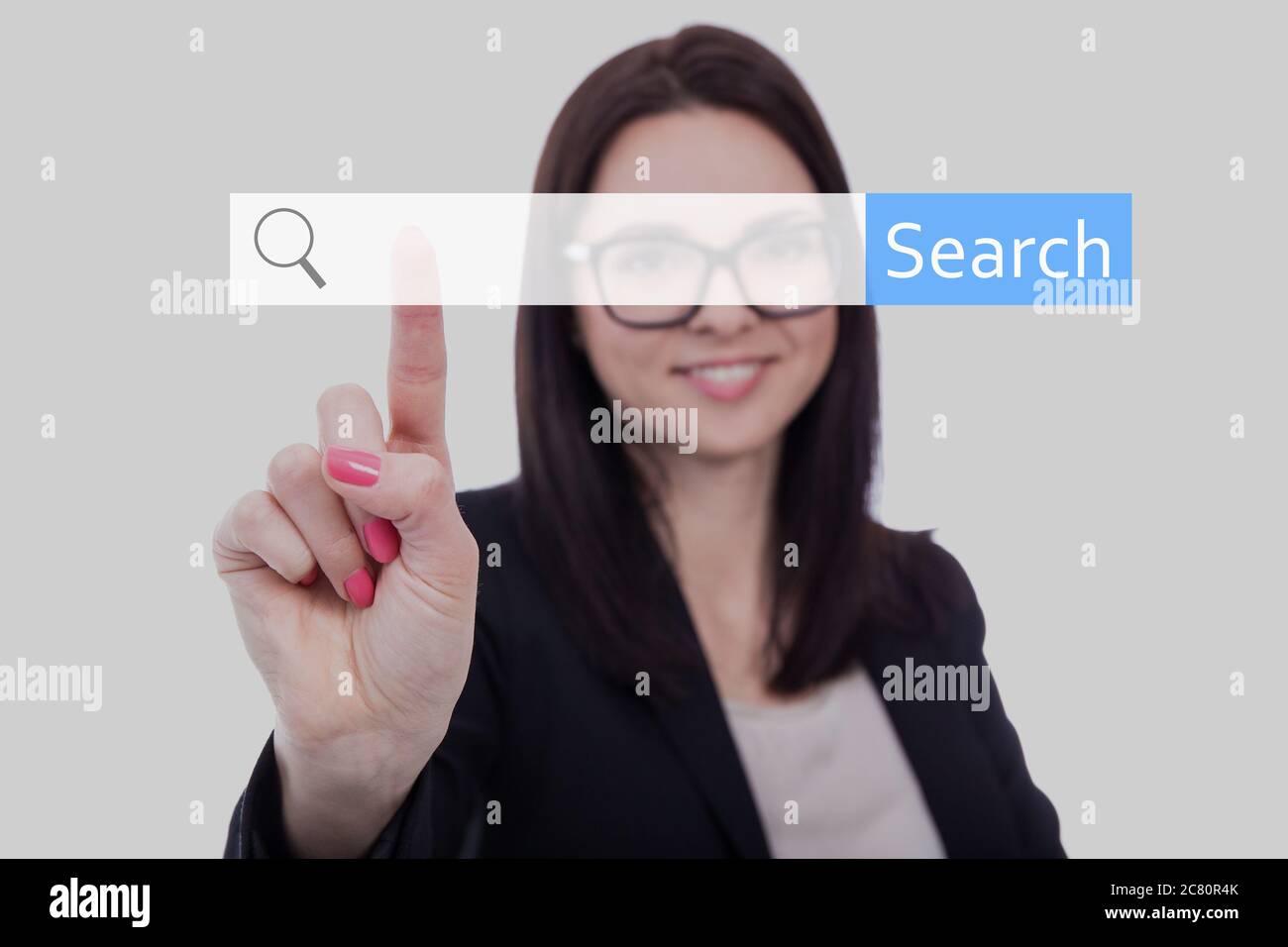 Woman searching something in hand hi-res stock photography and images ...