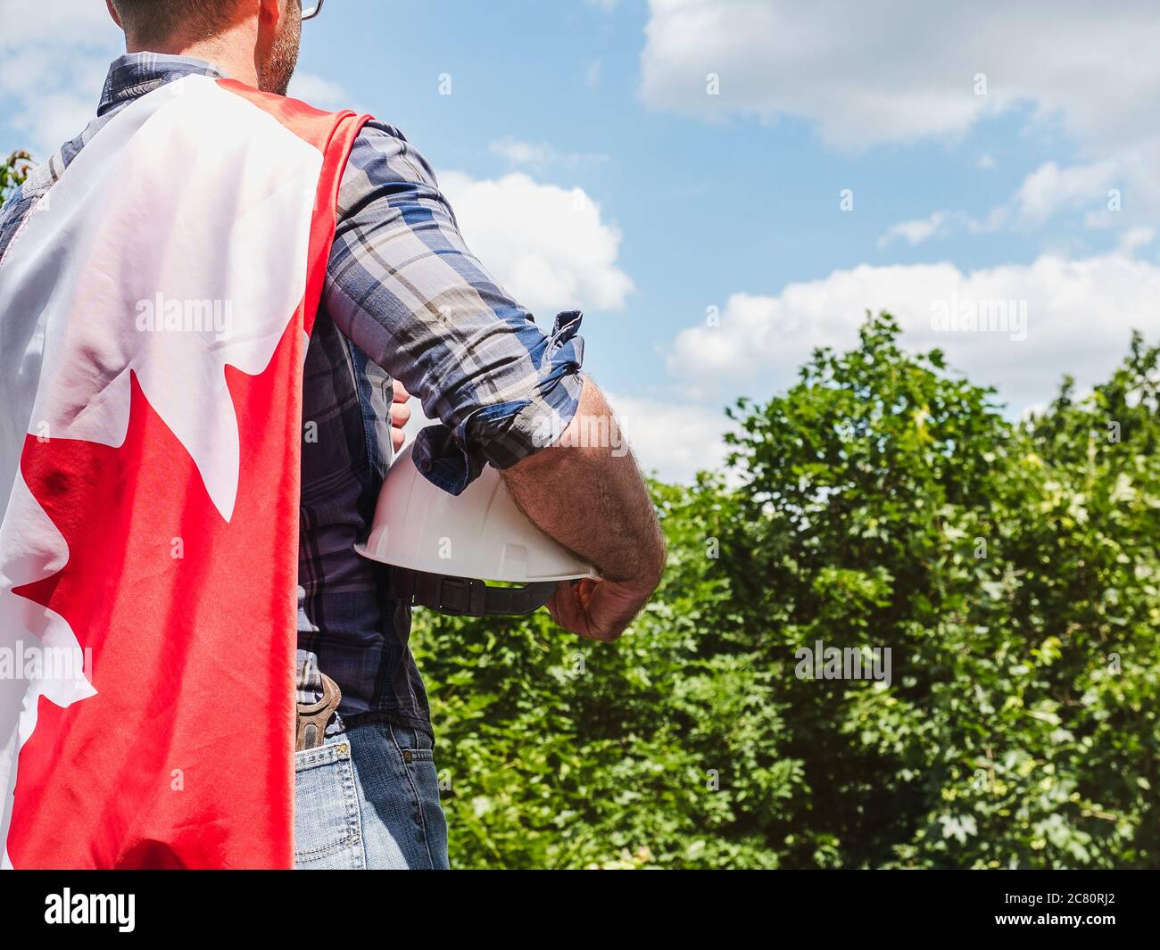 Canadian Man Holding Canadian Flag High Resolution Stock Photography ...