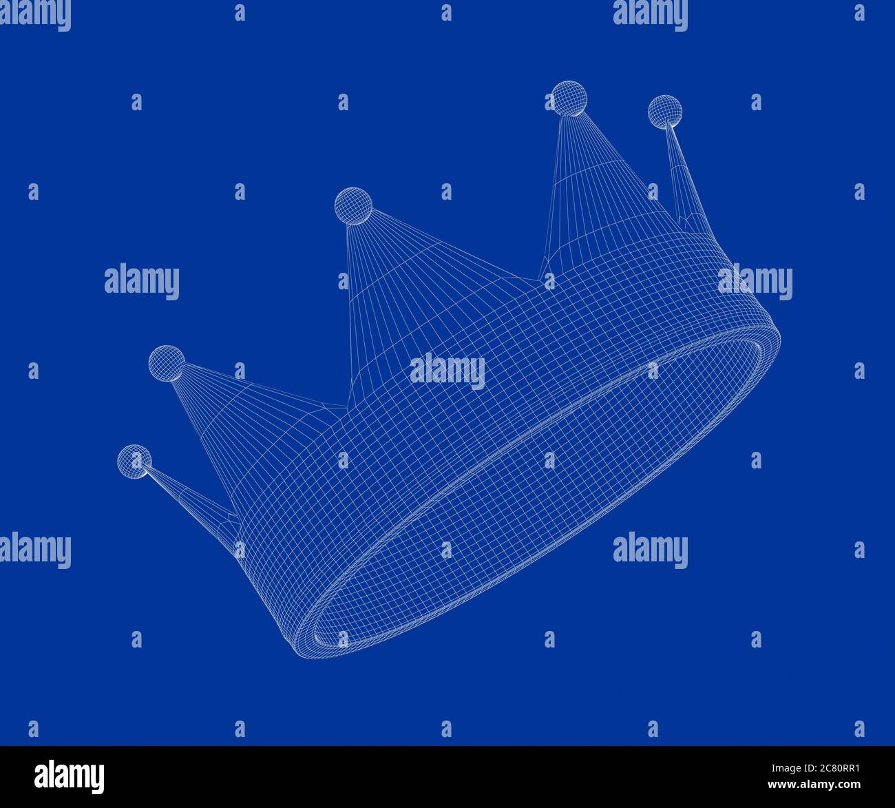 3d wire-frame model of crown on blue background Stock Photo - Alamy