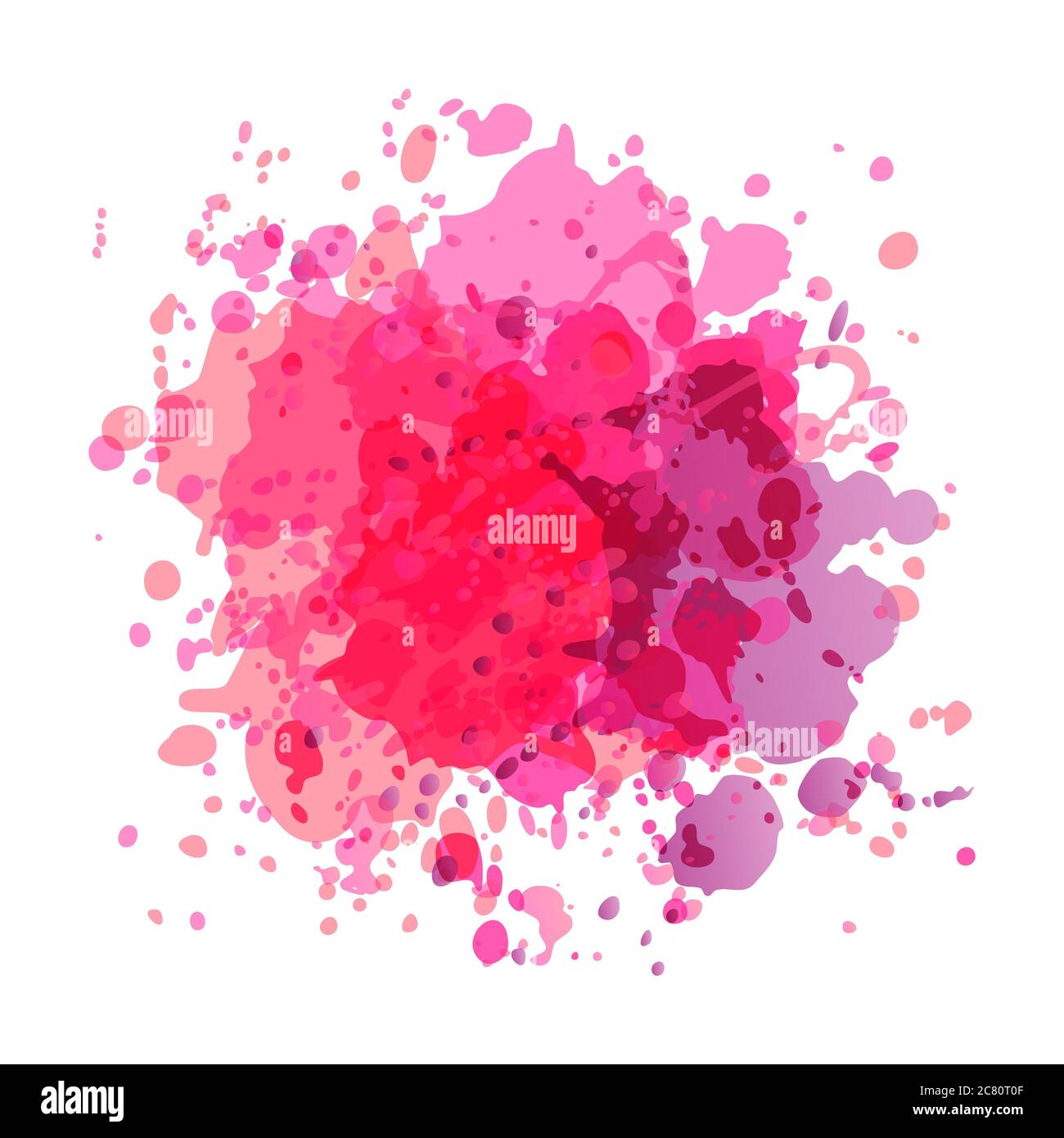 Drops of paint pink and purple colors on a white, vector illustration ...