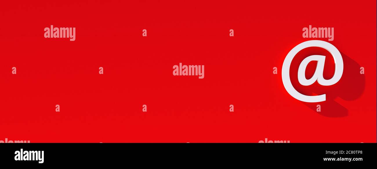 Illustration of white email icon on a red background Stock Photo - Alamy