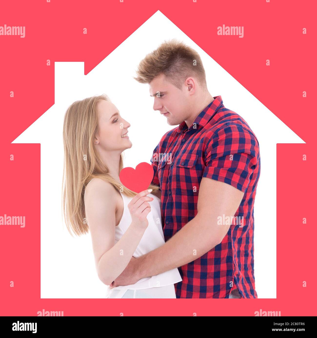 relationship, new home and love concept - happy young man and woman in ...