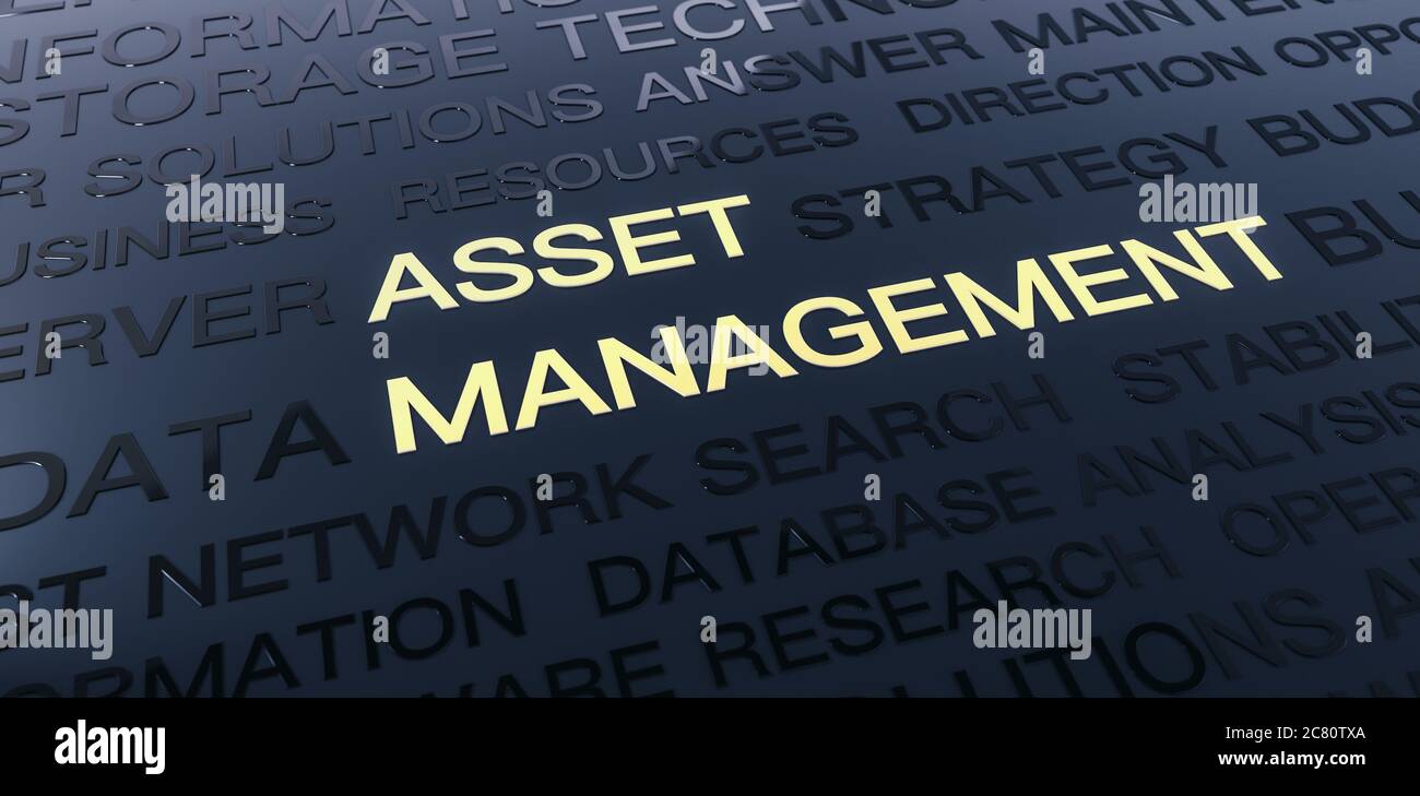 Illustration of Asset Management background - word cloud concept in ...