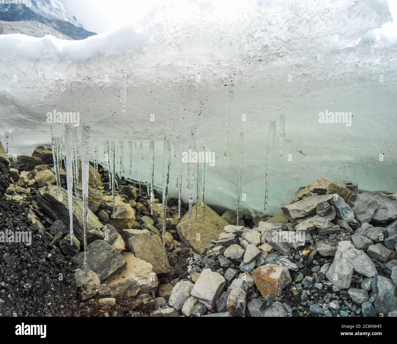 Ice stalactite in Nepal. Beautiful rock cave Stock Photo - Alamy