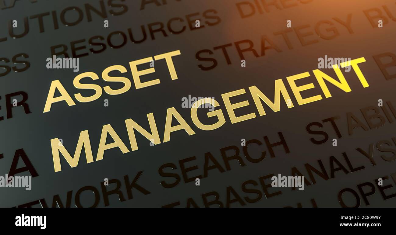 Illustration of Asset Management background - word cloud concept in ...