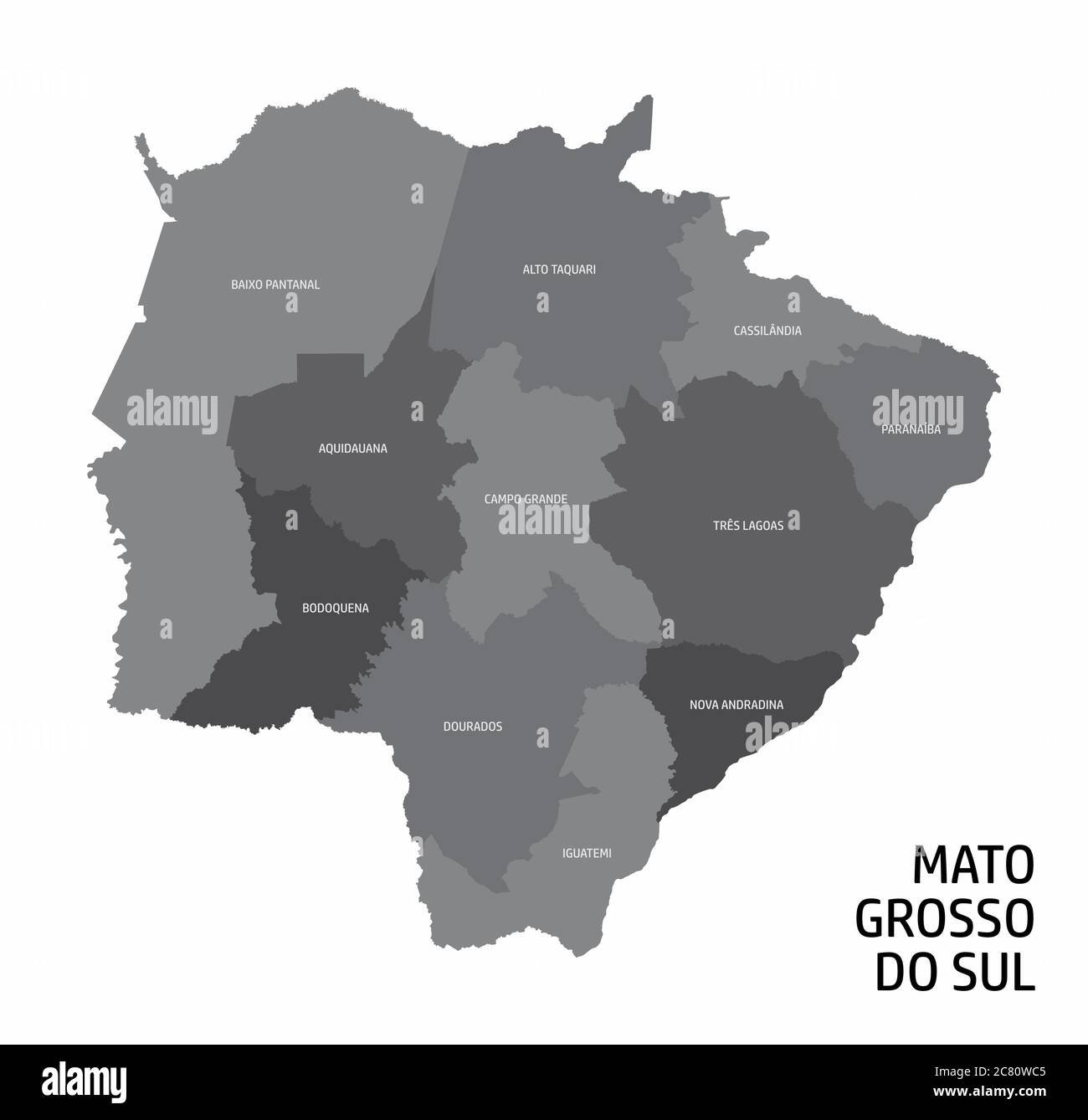 Mato Grosso do Sul State regions map Stock Vector Image & Art - Alamy