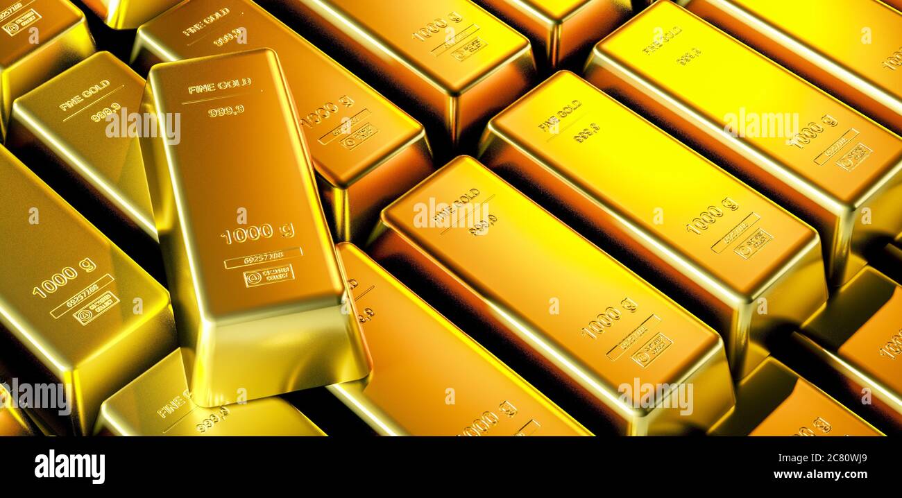 Closeup shot of gold bullion stack - wealth business success concept ...