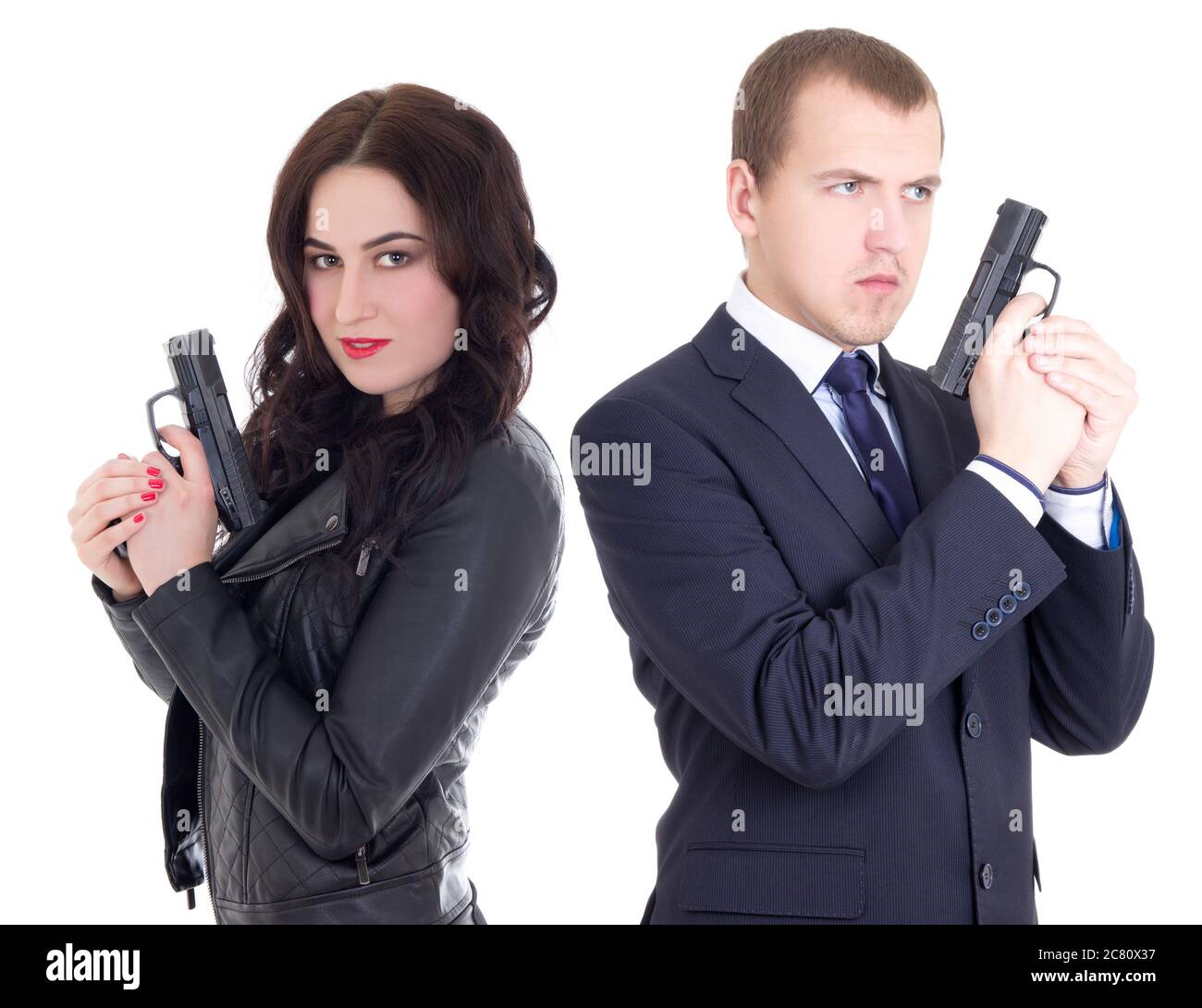 Beautiful young women gun Cut Out Stock Images & Pictures - Alamy