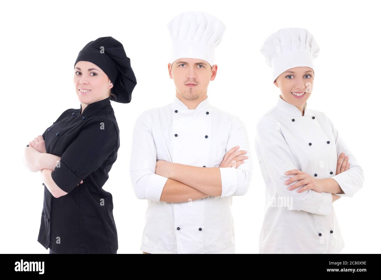 cooking concept - young chefs team isolated on white background Stock ...