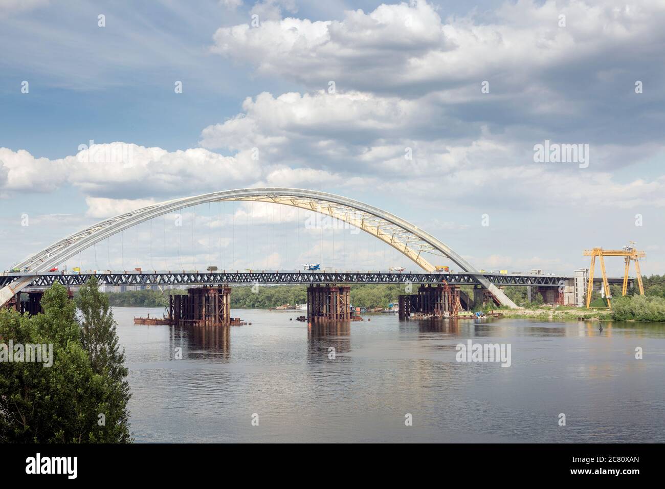 Construction of a new arch bridge across the Dnipro (Dnieper) River ...
