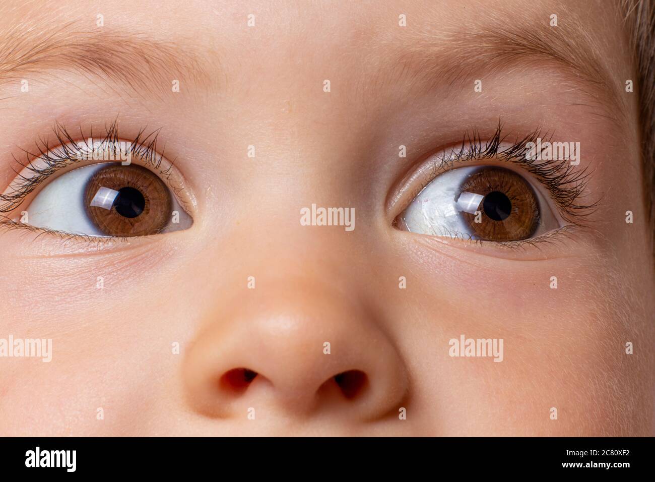 Macro photo of the child's brown eye. Children's ophthalmology ...