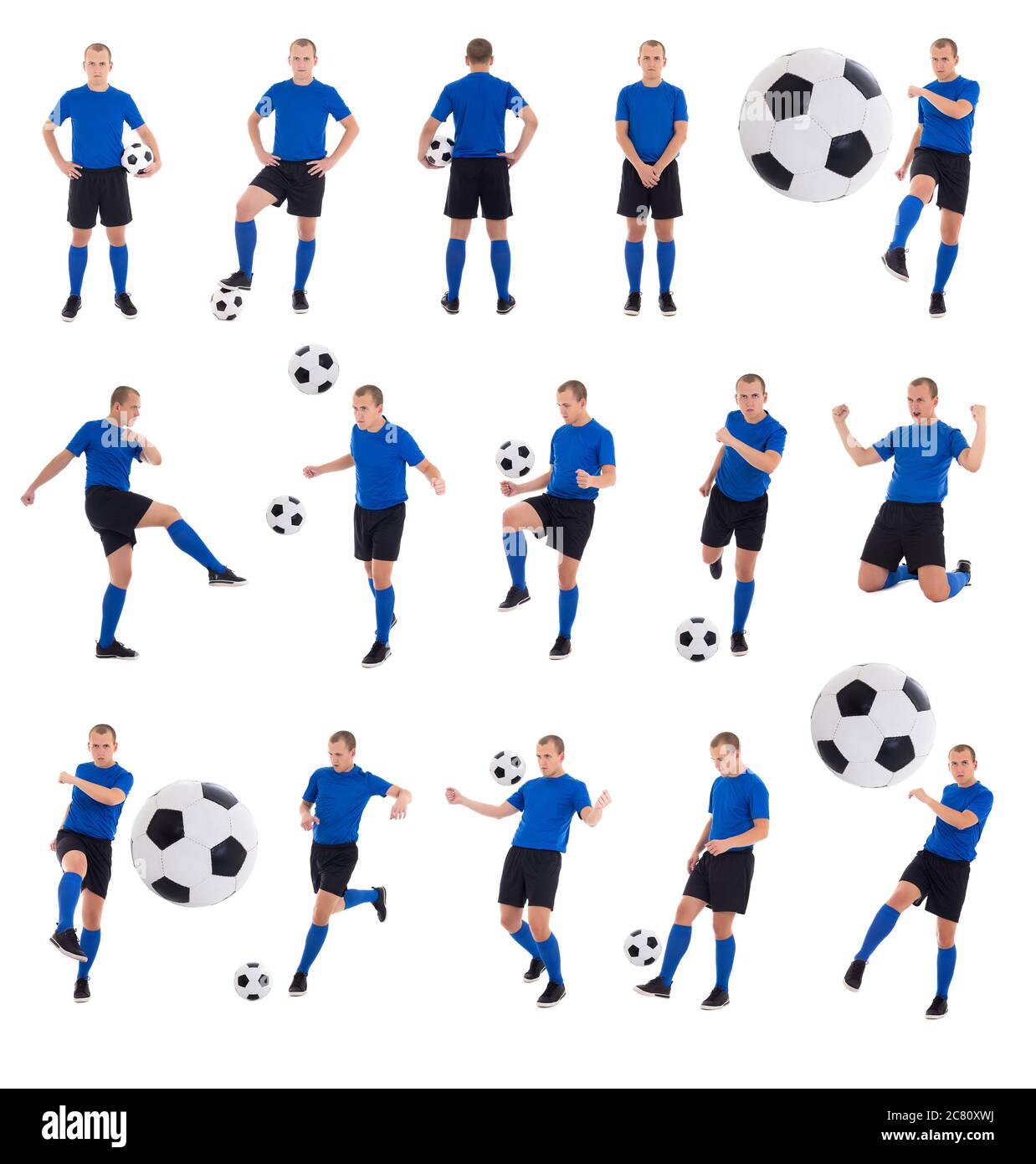collection of photos - soccer player with a ball in different positions ...