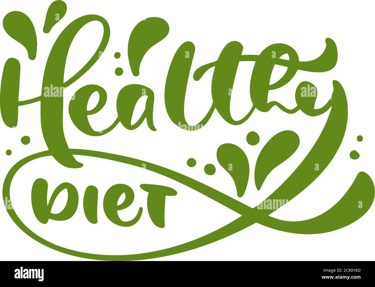 Healthy diet hand drawn vector motivation poster or banner with green ...