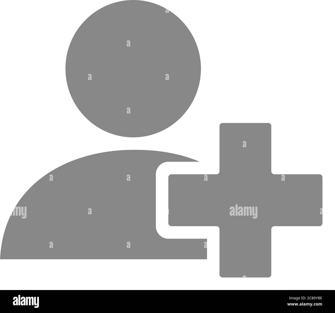 User profile with cross grey icon. Doctor, physician in social network ...