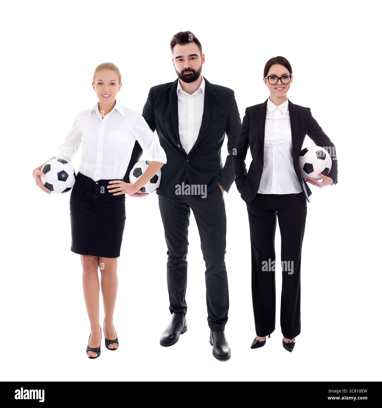 business and sport concept - full length portrait of young business ...