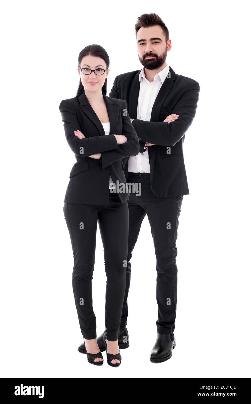 young couple in business suits isolated on white background Stock Photo ...