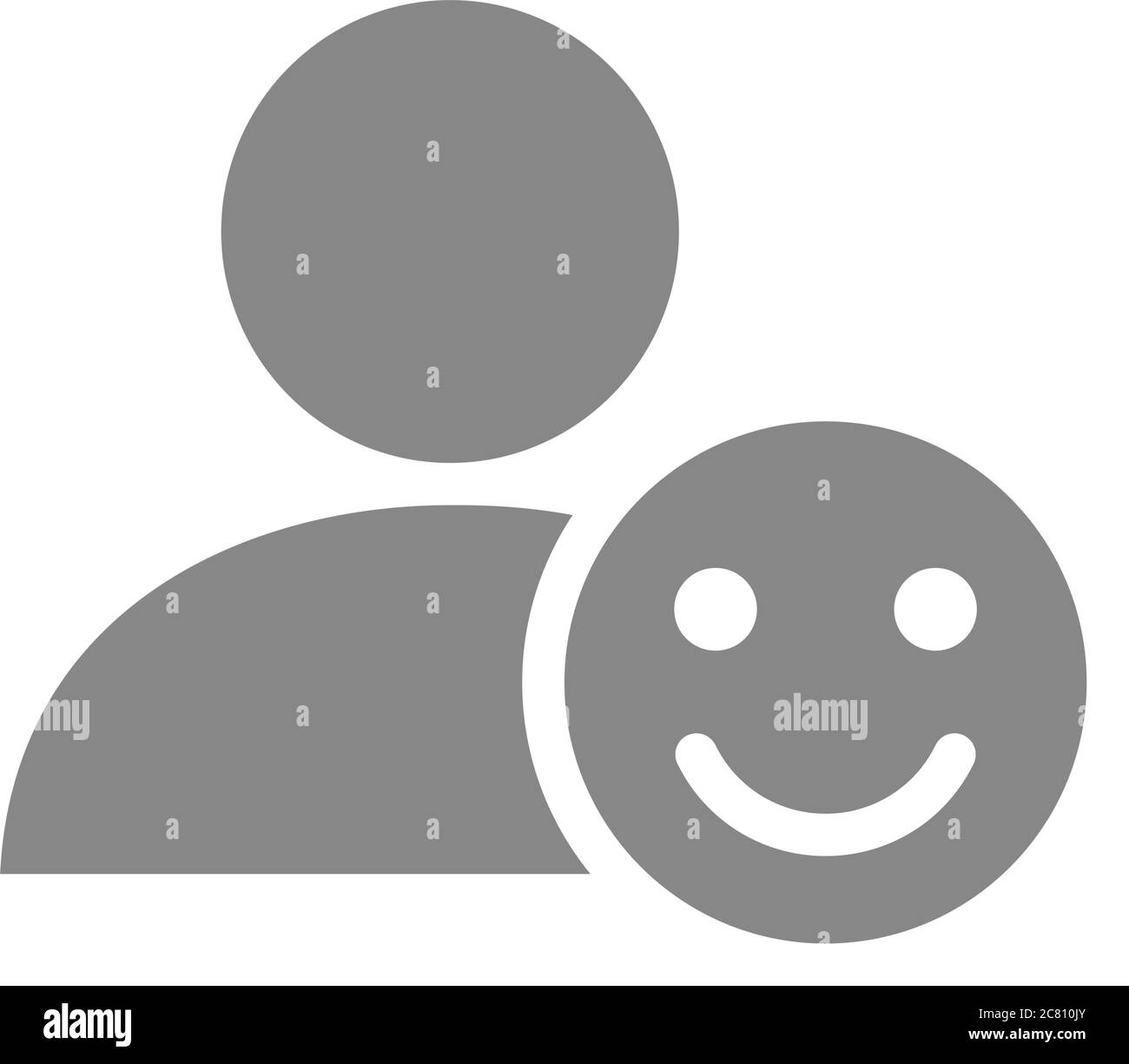 User profile with happy face grey icon. Smile rating, feedback symbol ...