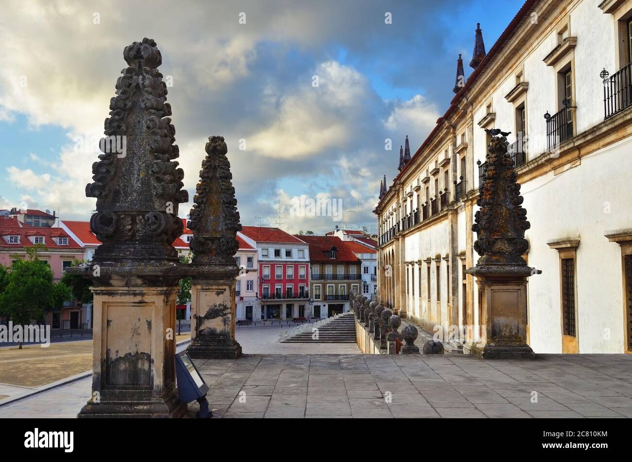 City of Alcobaca shown at sunset. View from the Mediaeval Roman ...