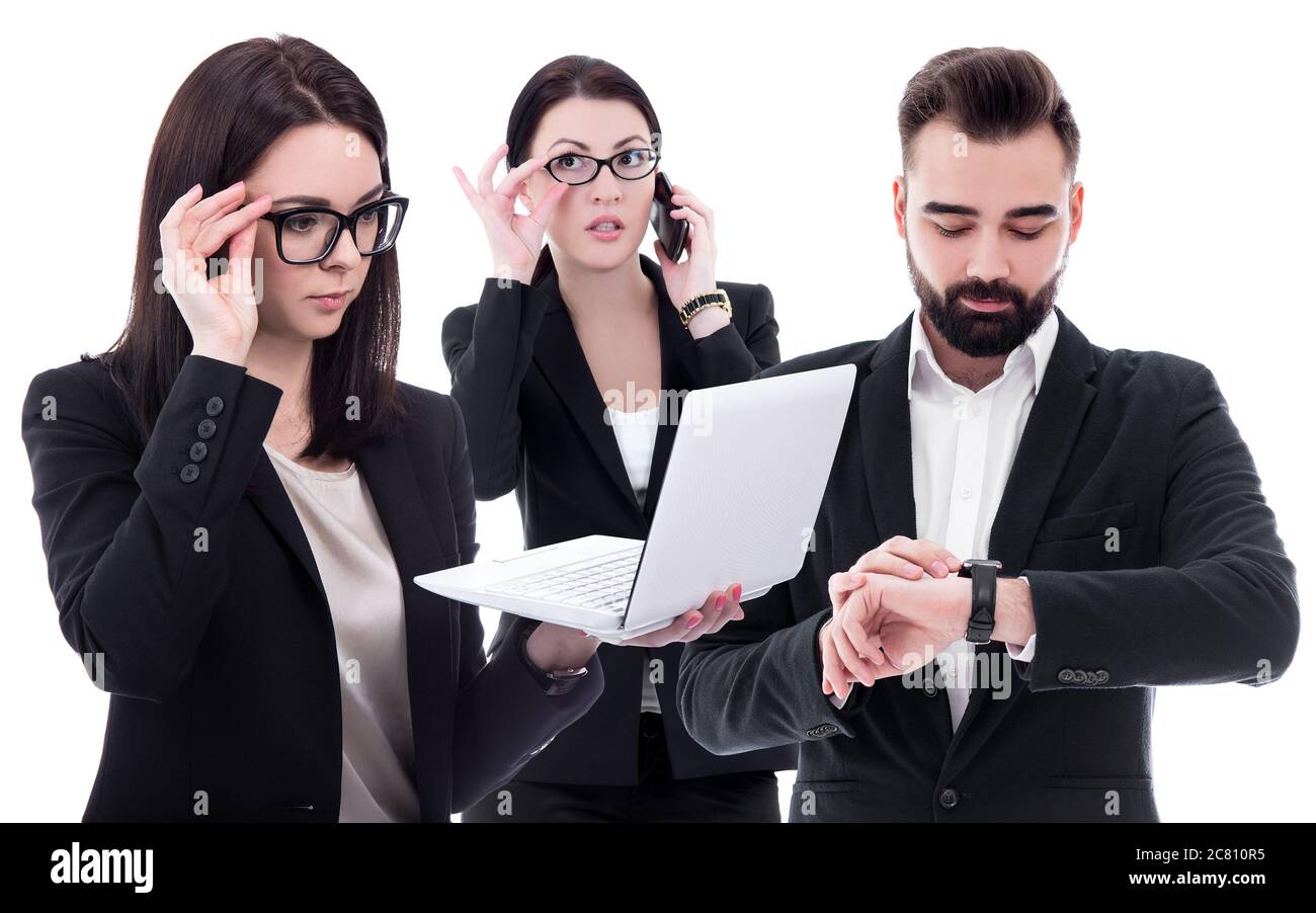 busy business people in business suits isolated on white background ...